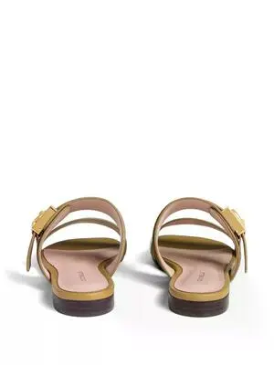 COCCINELLE C-me Lock Buckle-strap Leather Sandals - Green
