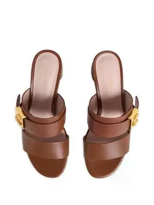 COCCINELLE C-me Lock Calf-leather Mules - Brown