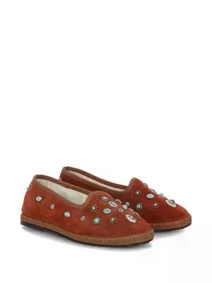 FORTELA Studded Suede Ballet Flats - Brown