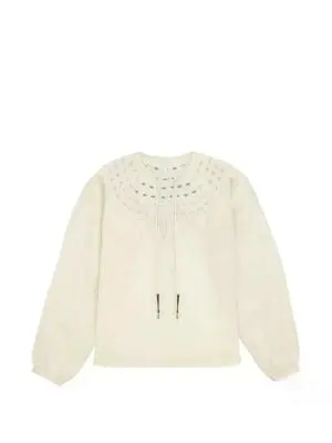 FORTELA Embroidered Linen Blouse - Neutrals