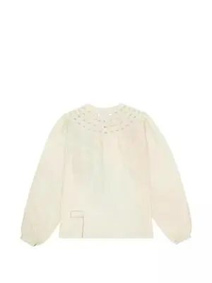 FORTELA Embroidered Linen Blouse - Neutrals