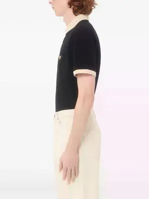Valentino Garavani Polo Shirt In Cotton Piquet With Vgold - Black