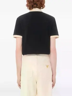 Valentino Garavani Polo Shirt In Cotton Piquet With Vgold - Black