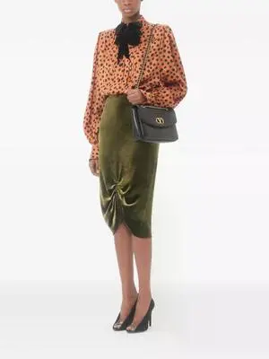 Valentino Garavani Crepe Satin Shirt With Plus De Pois Dalmata Print - Orange
