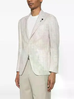 LARDINI Single-breasted Checked Blazer - Neutrals