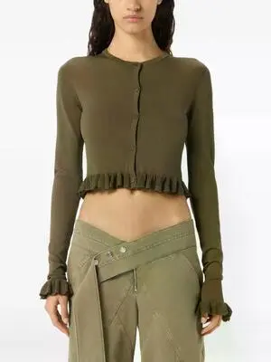 Blumarine Ruffled-sleeve Cardigan - Green