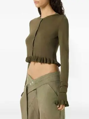 Blumarine Ruffled-sleeve Cardigan - Green