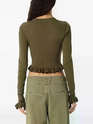 Blumarine Ruffled-sleeve Cardigan - Green