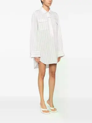 Off-White Striped Mini Shirt Dress