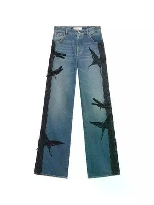 Blumarine Lace Trim Butterfly Jeans