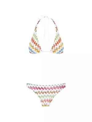 Missoni Lamé Viscose Bikini With Micro Zigzag Pattern - White