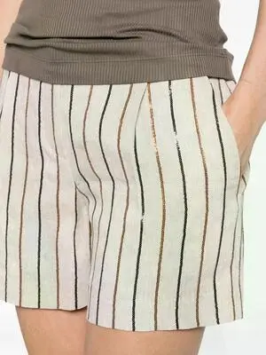 Brunello Cucinelli Striped Belted Shorts - Neutrals