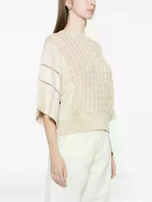 Max Mara Cable-knit Panelled Sweater - Neutrals
