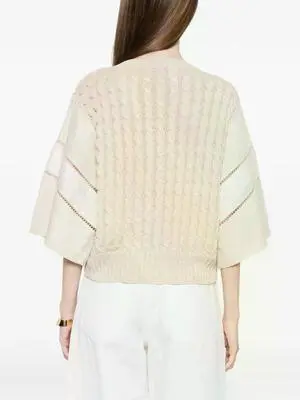 Max Mara Cable-knit Panelled Sweater - Neutrals