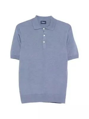 DRUMOHR Linen Polo Shirt - Blue