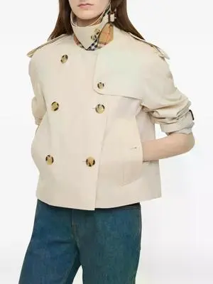 Burberry Cropped Tropical Gabardine Mayfair Trench Jacket - Neutrals