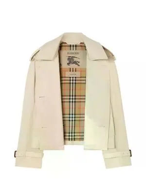 Burberry Cropped Tropical Gabardine Mayfair Trench Jacket - Neutrals