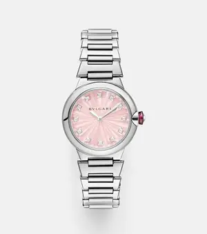 BVLGARI Lvcea 28mm Stainless Steel Watch With Diamonds - Silver