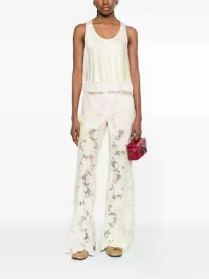 Sandro Embroidered Guipure Lace Trousers - Neutrals