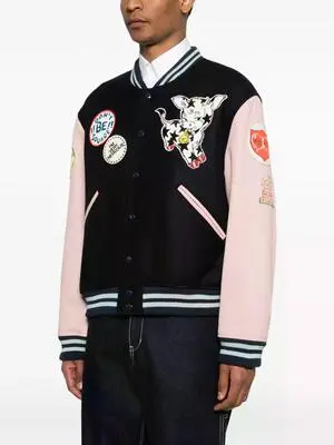 Kenzo Badges-embroidered Bomber Jacket - Blue