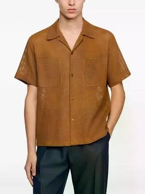 Sandro Openwork Mesh Shirt - Brown