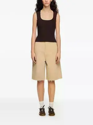 Sandro Sleeveless Ribbed Top With Crochet Trim - Brown