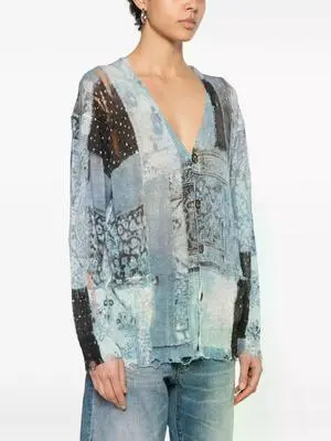 R13 Bandana Print Boyfriend Cardigan
