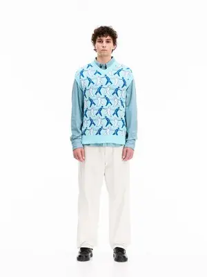 VOWELS Jacquard Knit Vest - Blue