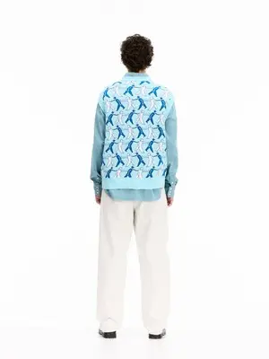 VOWELS Jacquard Knit Vest - Blue