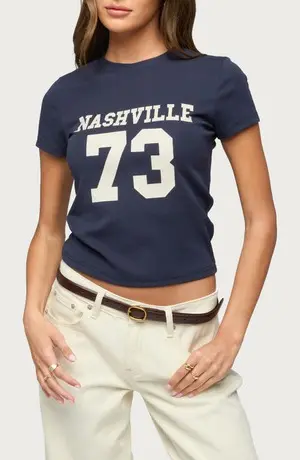 EDIKTED Nashville Graphic T-shirt - Navy
