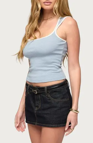 EDIKTED Valentina Stripe Square Neck Tank