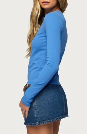 EDIKTED Kiyan Long Sleeve Top - Blue