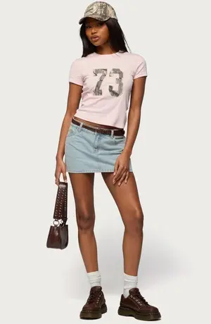 EDIKTED Shrunken Graphic T-shirt - Light-pink