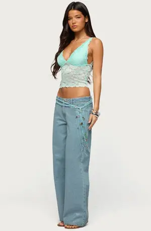 EDIKTED Lace V-neck Tank