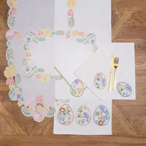C&F HOME Elegant Easter Egg Cutwork Shaped Set Of 6 Placemats 13" X 19