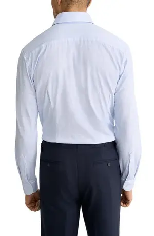 Eton Slim Fit Check Stretch Jersey Dress Shirt - Light Blue