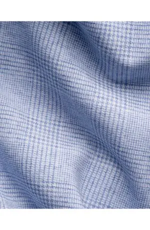 Eton Slim Fit Check Stretch Jersey Dress Shirt - Light Blue