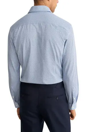 Eton Slim Fit Geo Stretch Jersey Dress Shirt - Medium Blue