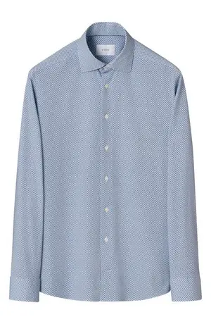 Eton Slim Fit Geo Stretch Jersey Dress Shirt - Medium Blue