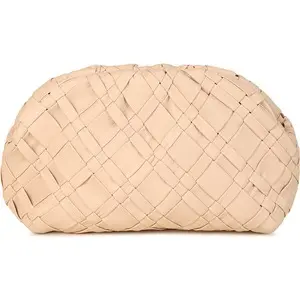 Rafe New York Aya Woven Leather Frame Clutch - Buff