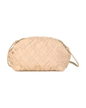 Rafe New York Aya Woven Leather Frame Clutch - Buff