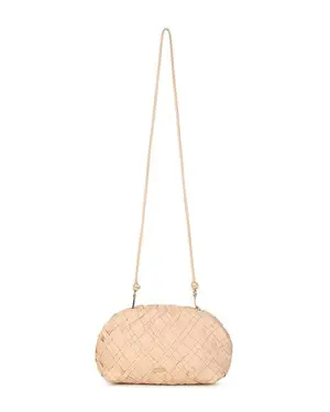 Rafe New York Aya Woven Leather Frame Clutch - Buff