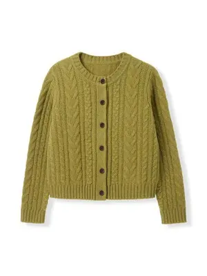CELTIC & CO. Merino Wool Cable Knit Cardigan