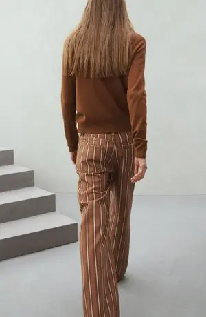 Mango Striped Straight Leg Jeans - Medium Brown