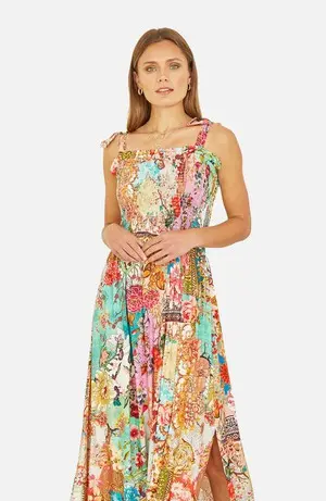 YUMI Patchwork Printed Maxi Dress