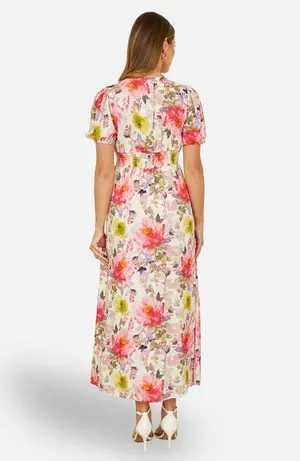 YUMI Floral Print Midi Dress