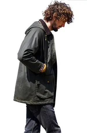 CELTIC & CO. Waxed Cotton Jacket With Corduroy Trim