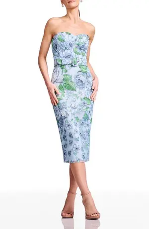 Women's Strapless Embroidered Midi Dresses