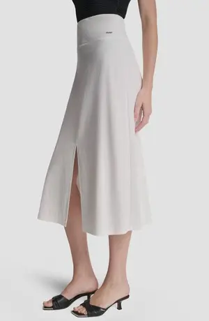 Dkny A-line Knit Midi Skirt - Ivory