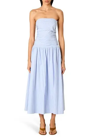 NIA Mulholland Strapless Cotton Midi Dress